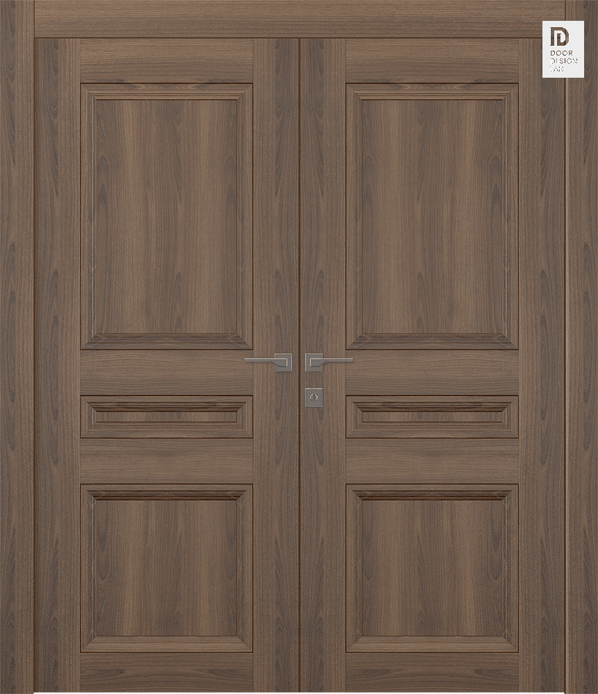 Oxford Duo 07 2R Pecan Nutwood Modern Interior Double Swing Doors for ...