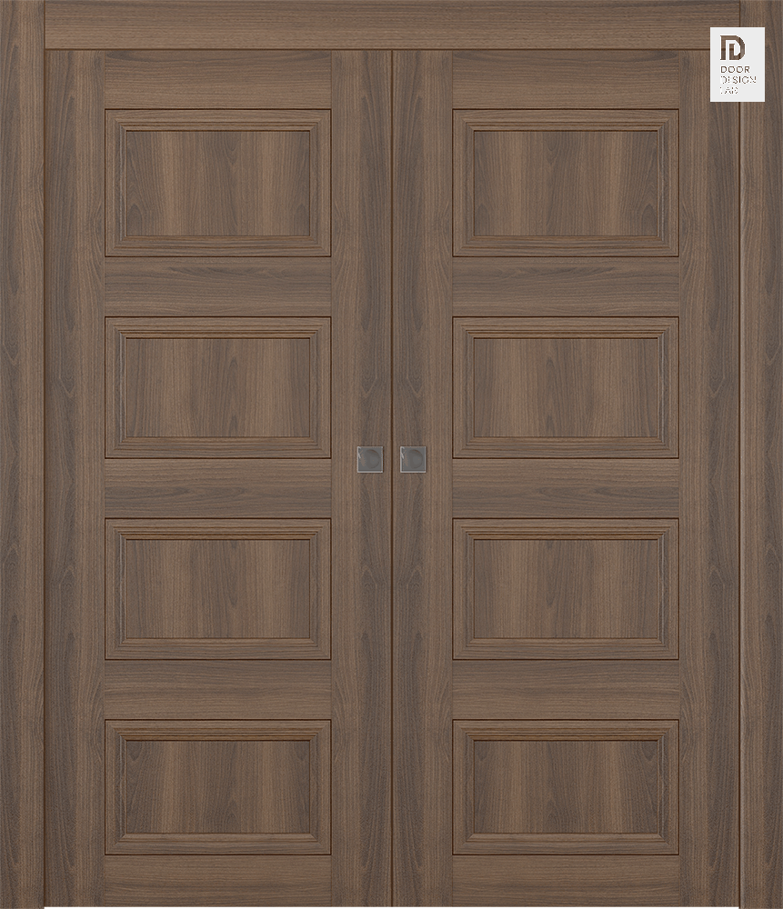 Oxford Duo 07 3R Pecan Nutwood Modern Interior Double Pocket Doors for ...
