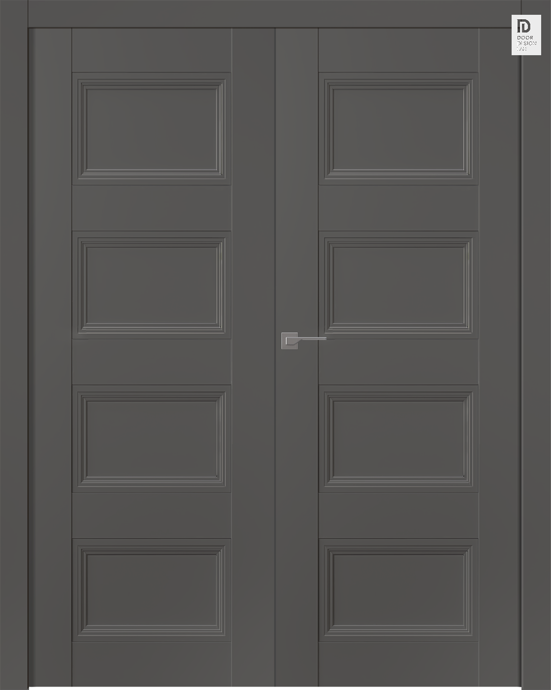 Oxford Duo 07 3R Gray Matte Modern Interior Double Swing Doors for ...