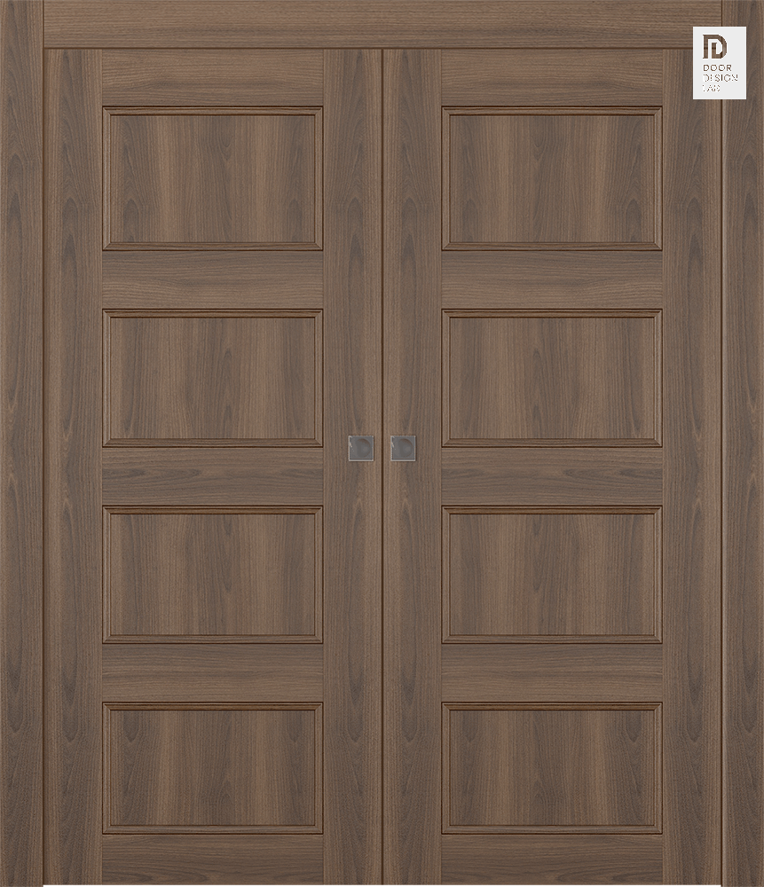 Oxford Uno 07 3R Pecan Nutwood Modern Interior Double Pocket Doors for ...