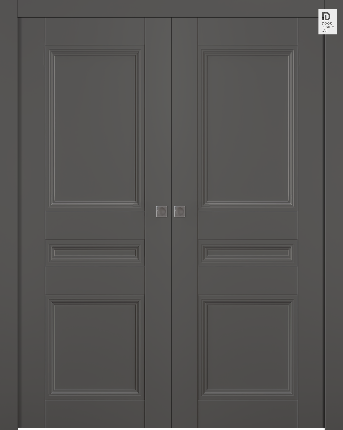 Oxford Duo 07 2R Gray Matte Modern Interior Double Pocket Doors for ...