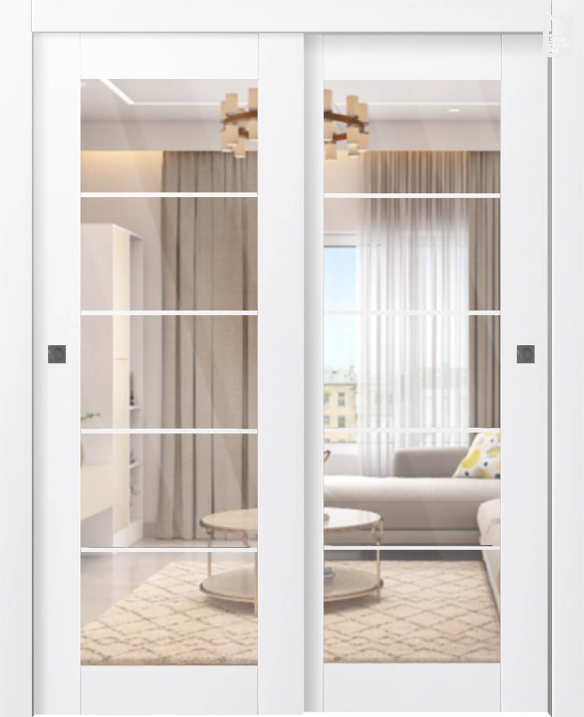 Palladio 5 Lite Clear Vetro Bianco Noble Modern Interior Bypass Doors ...