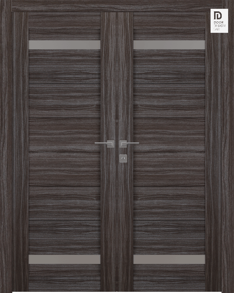 Perla Vetro Gray Oak Modern Interior Double Swing Doors for $638.00 ...