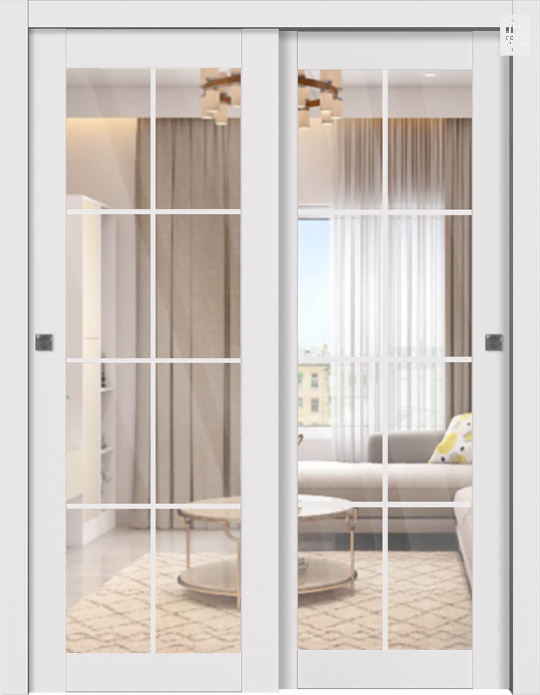 Smart Pro 8 Lite Clear Vetro Polar White Modern Interior Bypass Doors ...