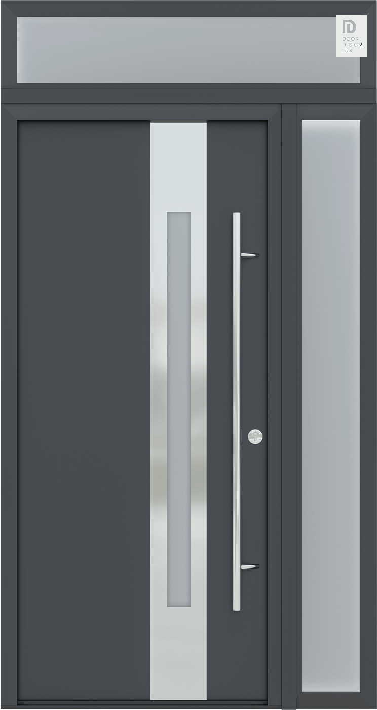 MODERN FRONT STEEL DOOR ZEPHYR ANTRACIT/WHITE 49 1/4" X 95 11/16" LHI ...