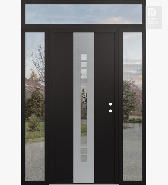 Modern Steel Front Door DIAMOND A4 64" X 96" BLACK/BLACK CLEAR GLASS ...