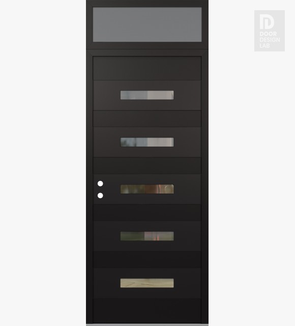 Modern Steel Front Door Diamond D9 36" x 96" black/black clear Glass ...