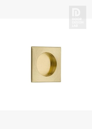 Door Pull Modern Square rosette (Satin Brass) Passage Reversible by Emtek