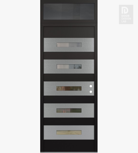 Modern Steel Front Door Diamond D9 36" x 96" black/black clear Glass ...