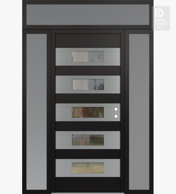 Modern Steel Front Door Diamond D5 60" x 96" black/black clear Glass ...