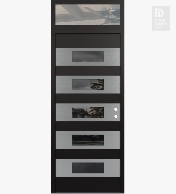 Modern Steel Front Door Diamond D5 36" x 96" black/black mirrored Glass ...