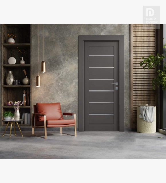 Alba Gray Matte Modern Interior Door for $369.00 | Door Design Lab