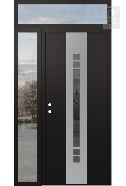Modern Steel Front Door DIAMOND A4 50" X 96" BLACK/BLACK MIRRORED GLASS ...