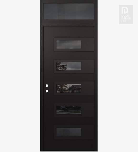 Modern Steel Front Door Diamond D3 36" x 96" black/black mirrored Glass ...