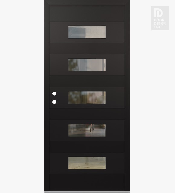 Modern Steel Front Door Diamond D5 36" x 80" black/black clear Glass ...