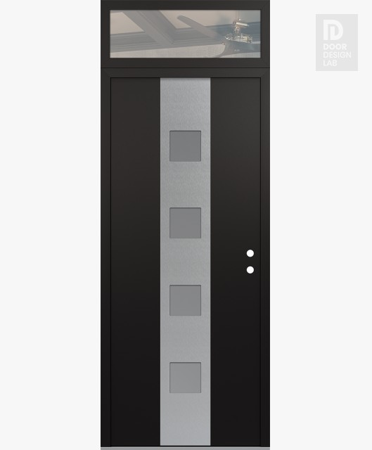 Modern Steel Front Door DIAMOND A12 36" X 96" BLACK/WHITE FROSTED GLASS ...