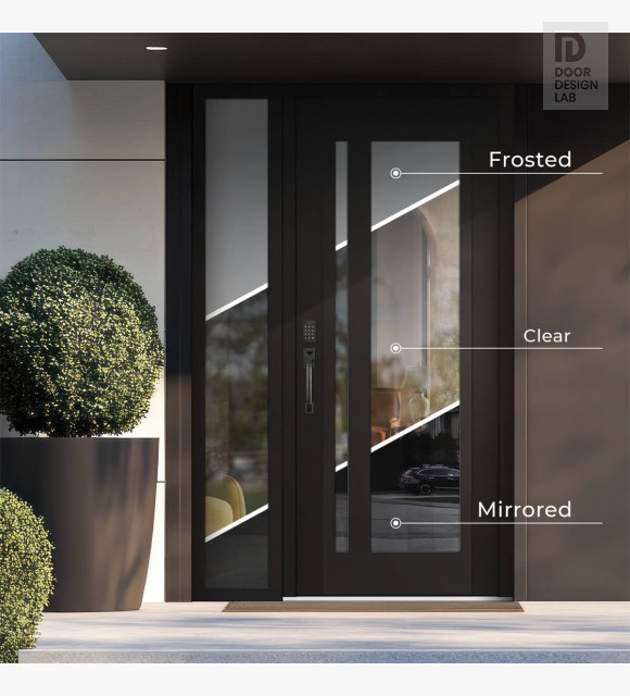 Modern Steel Front Door DIAMOND A6 68" X 96" BLACK/BLACK CLEAR GLASS ...