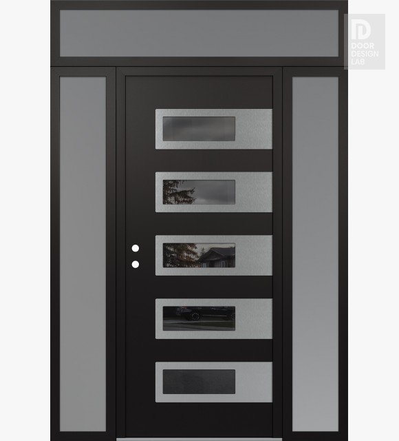 Modern Steel Front Door Diamond D3 60" x 96" black/black mirrored Glass ...
