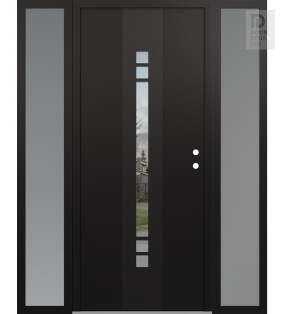 Modern Steel Front Door DIAMOND A4 64" X 80" BLACK/BLACK CLEAR GLASS ...