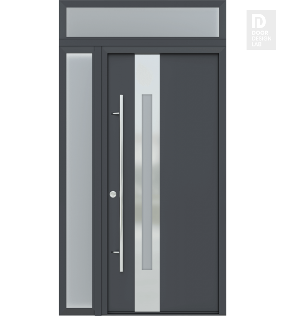 MODERN FRONT STEEL DOOR ZEPHYR ANTRACIT/WHITE 49 1/4" X 95 11/16" RHI ...