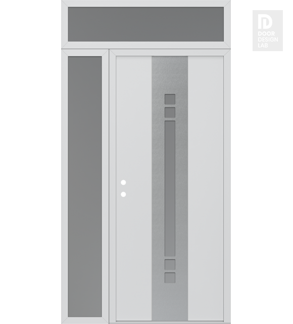 Modern Steel Front Door DIAMOND A4 50" X 96" BLACK/WHITE FROSTED GLASS ...