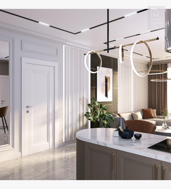 Oxford Duo 07 Snow White Modern Interior Door for $399.00 | Door Design Lab