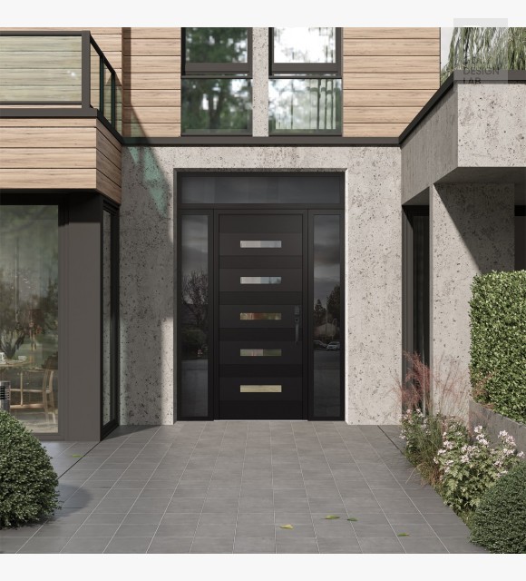 Modern Steel Front Door Diamond D9 64" x 96" black/black clear Glass ...