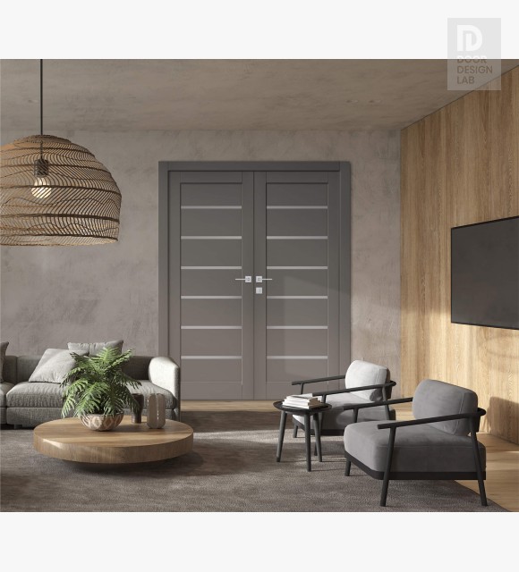 Alba Gray Matte Modern Interior Double Swing Doors for $738.00 | Door ...