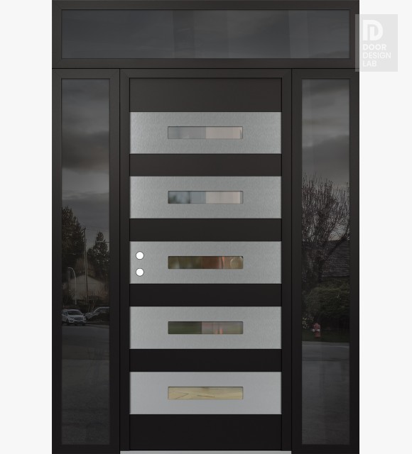 Modern Steel Front Door Diamond D9 60" x 96" black/black clear Glass ...