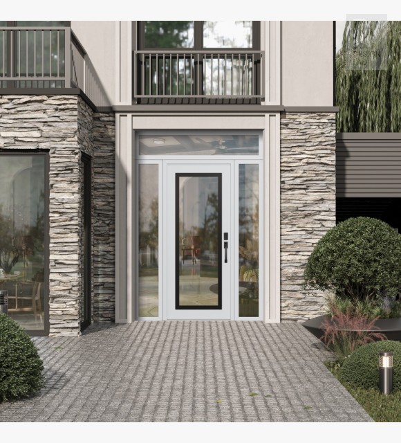 Modern Steel Front Door Diamond C1 68" x 96" white/white clear Glass ...