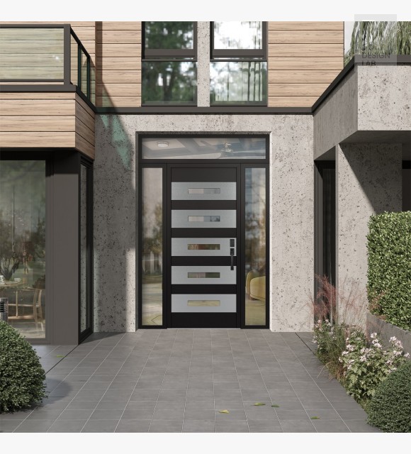 Modern Steel Front Door Diamond D9 68" x 96" black/black clear Glass ...