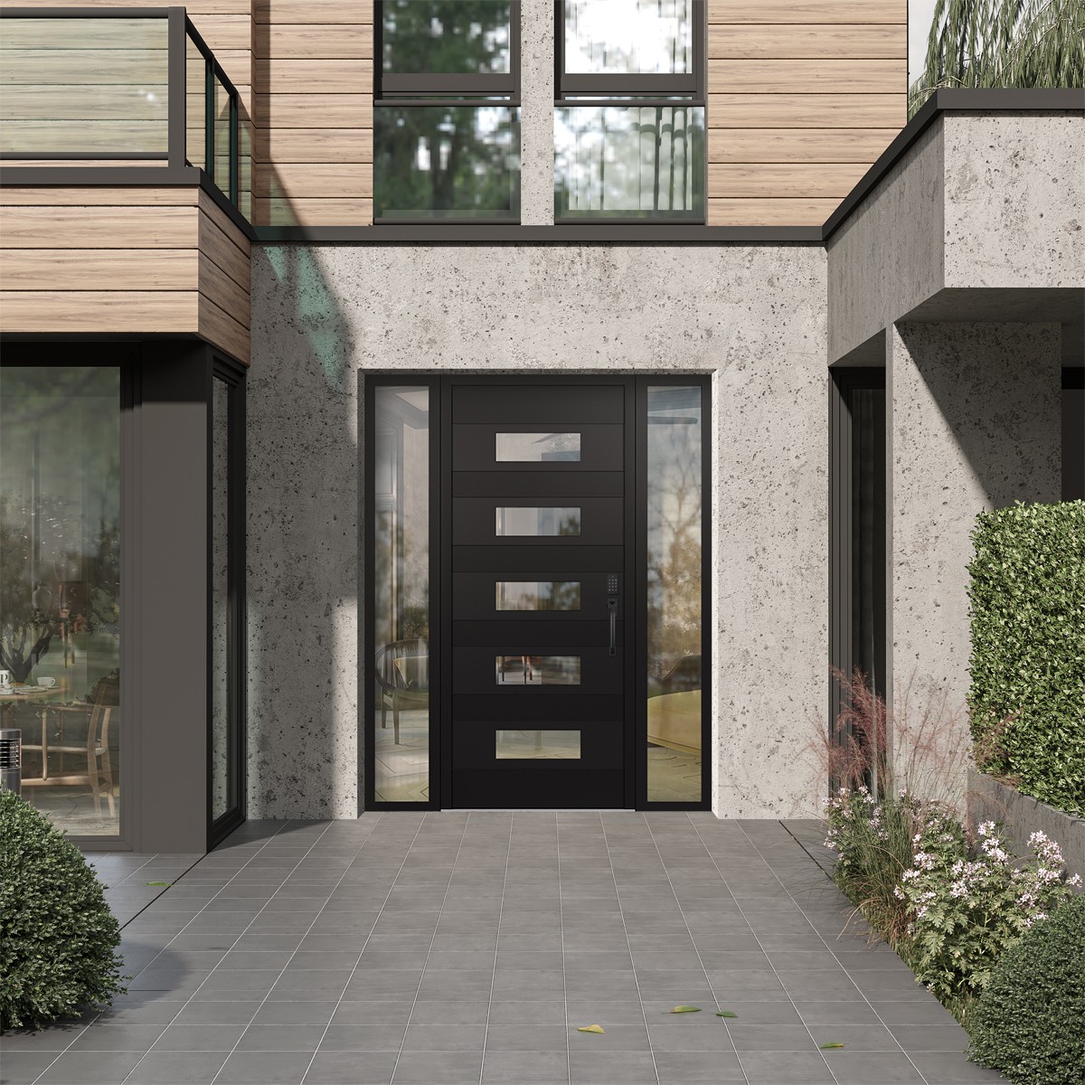 Modern Steel Front Door Diamond D5 60" x 80" black/black clear Glass ...