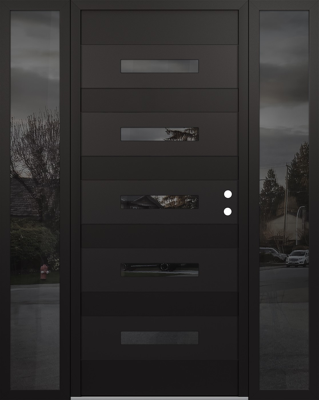 Modern Steel Front Door Diamond D9 60" x 80" black/black mirrored Glass ...