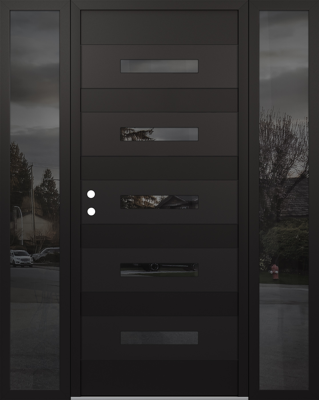 Modern Steel Front Door Diamond D9 64" x 80" black/black mirrored Glass ...