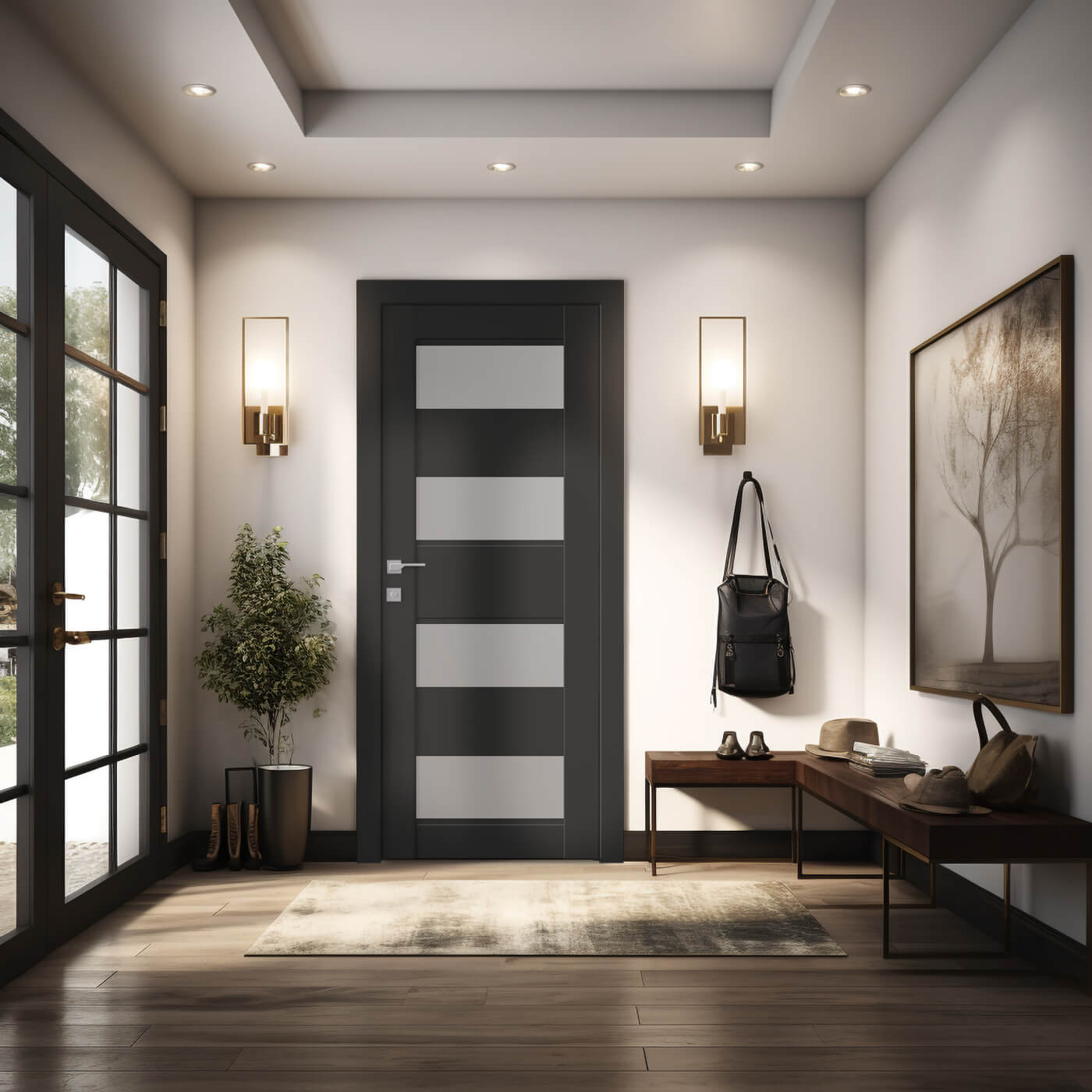 Della Vetro Black Matte Modern Interior Door for $369.00 | Door Design Lab