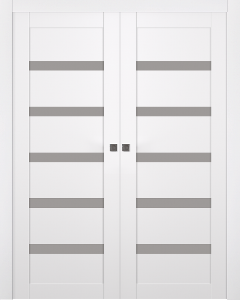 Leora Vetro Snow White Modern Interior Double Pocket Doors for $758.00 ...