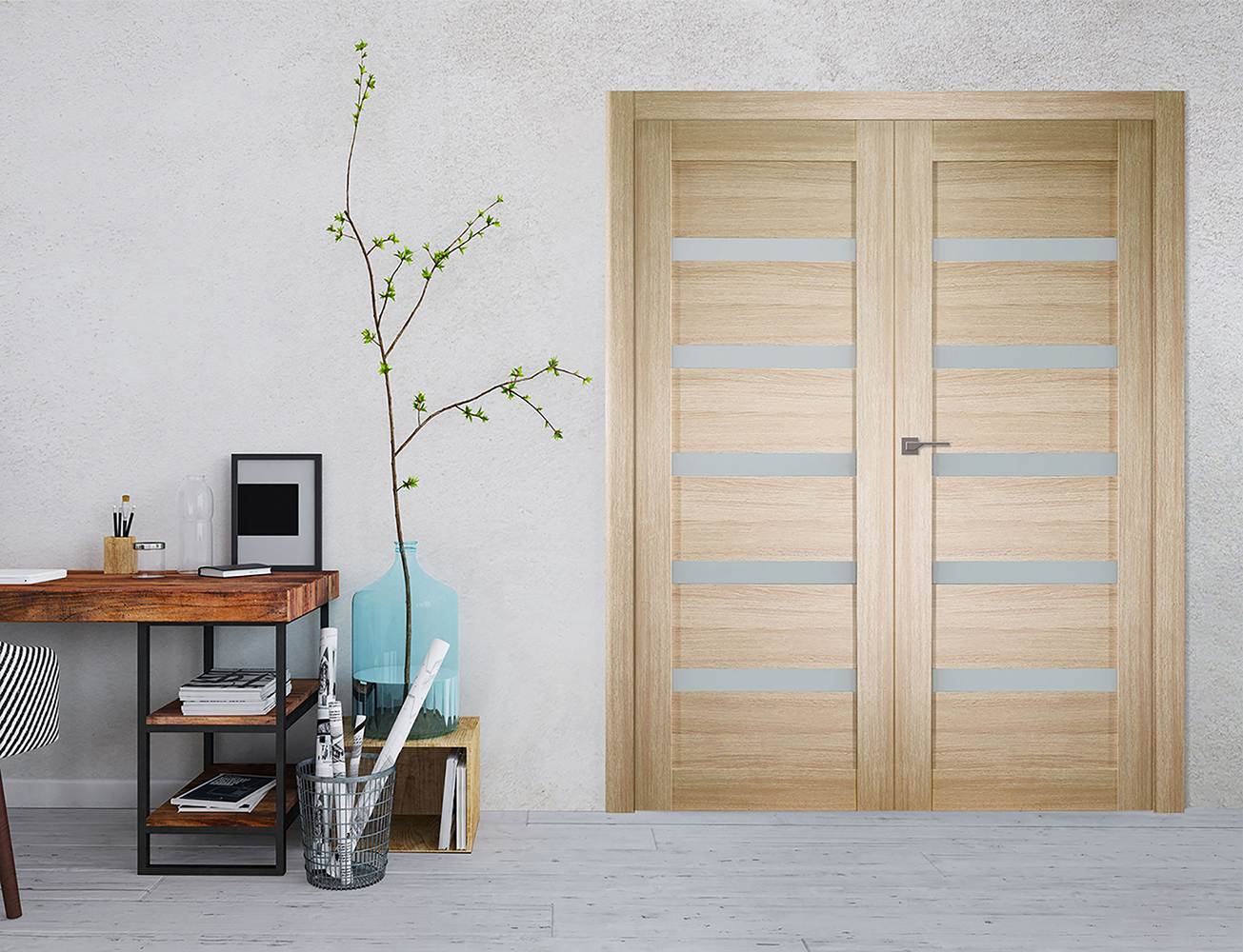 Leora Vetro Shambor Modern Interior Double Swing Doors for $758.00 ...