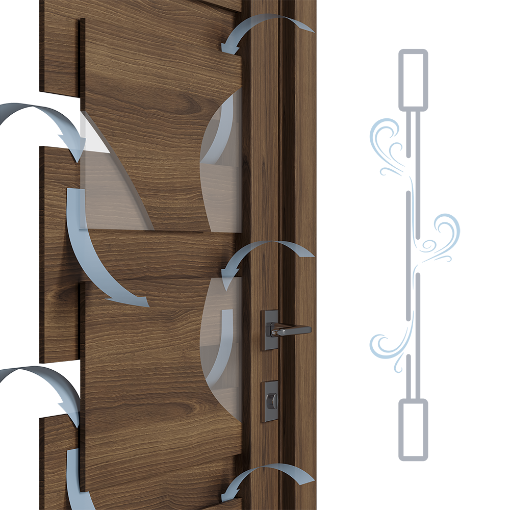 Louver Pecan Nutwood Modern Interior Frameless Door for $389.00 | Door ...