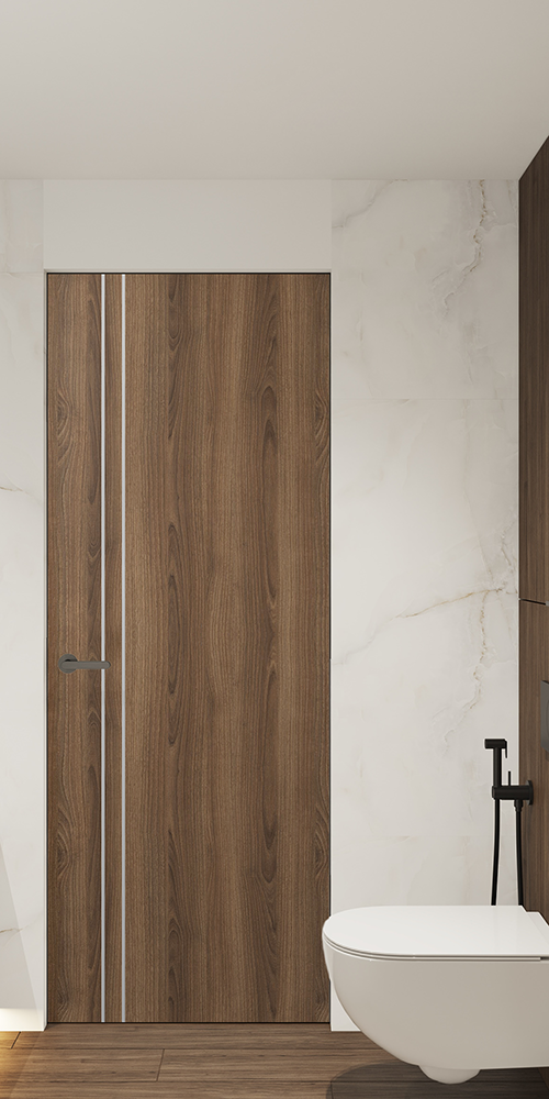 Modern interior door Optima 2V Pecan Nutwood Frameless for $379.00 ...