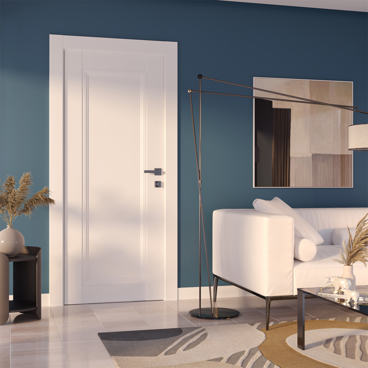 Oxford Duo 07 Snow White Modern Interior Door for $399.00 | Door Design Lab