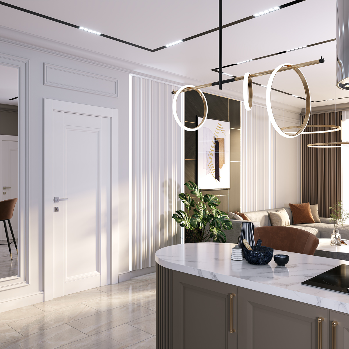 Oxford Duo 07 Snow White Modern Interior Door for $399.00 | Door Design Lab