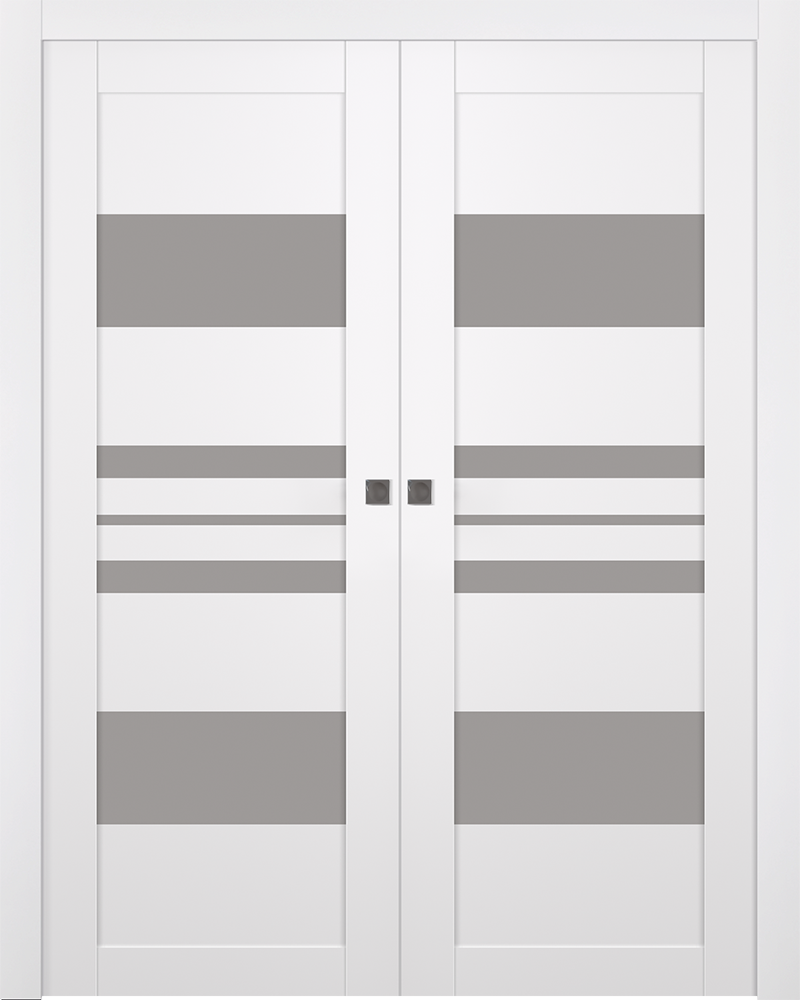 Modern interior door Romi Vetro Snow White Double pocket doors for $618 ...