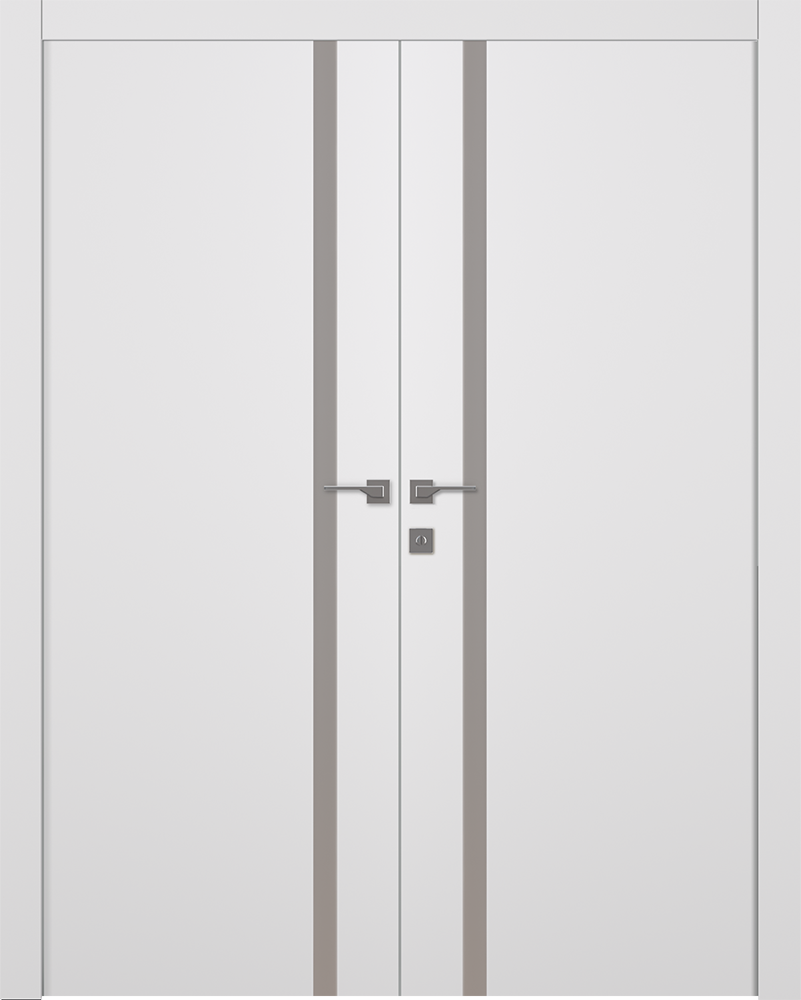 Smart Pro 208 Vetro Polar White Modern Interior Double Swing Doors for ...
