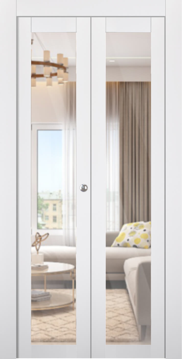 Smart Pro 207 Clear Vetro Polar White Modern Interior Bifold Doors for ...